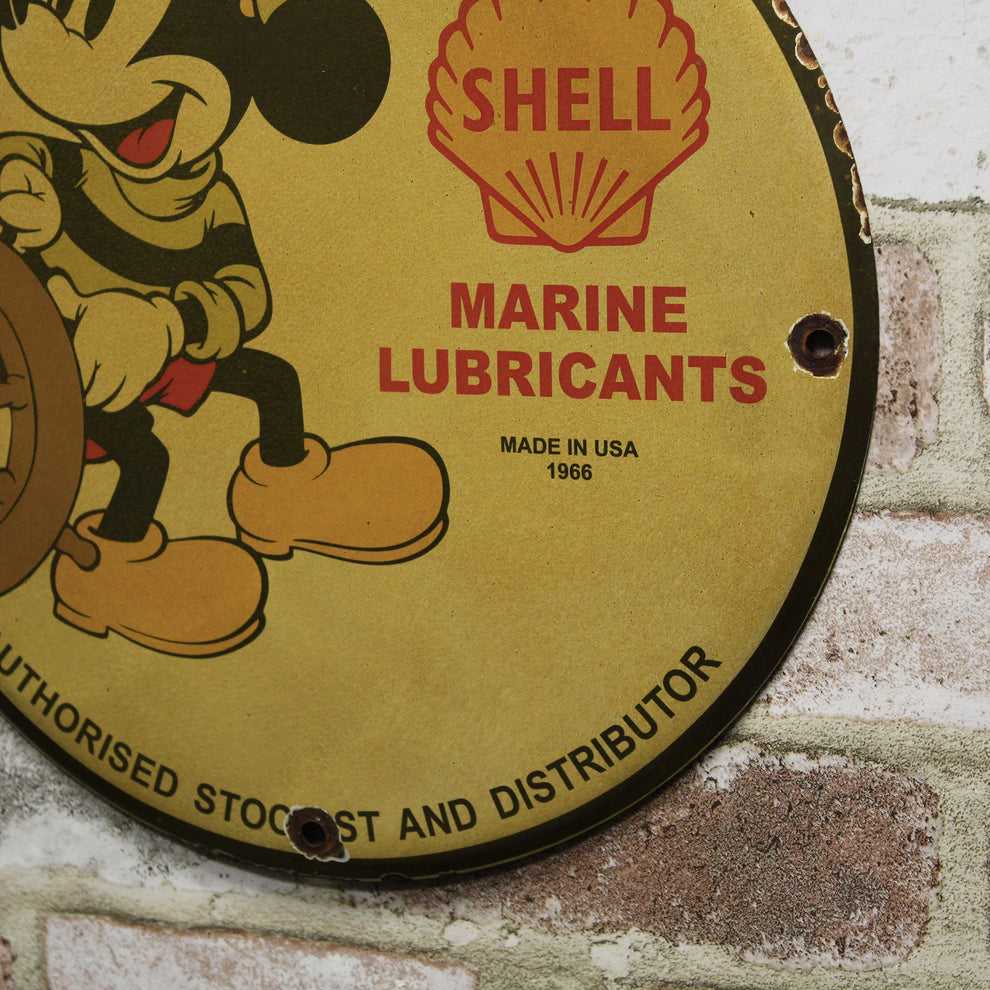 Old Shell Marine Lubricants Mickey Mouse Porcelain Enamel Sign (12in ...