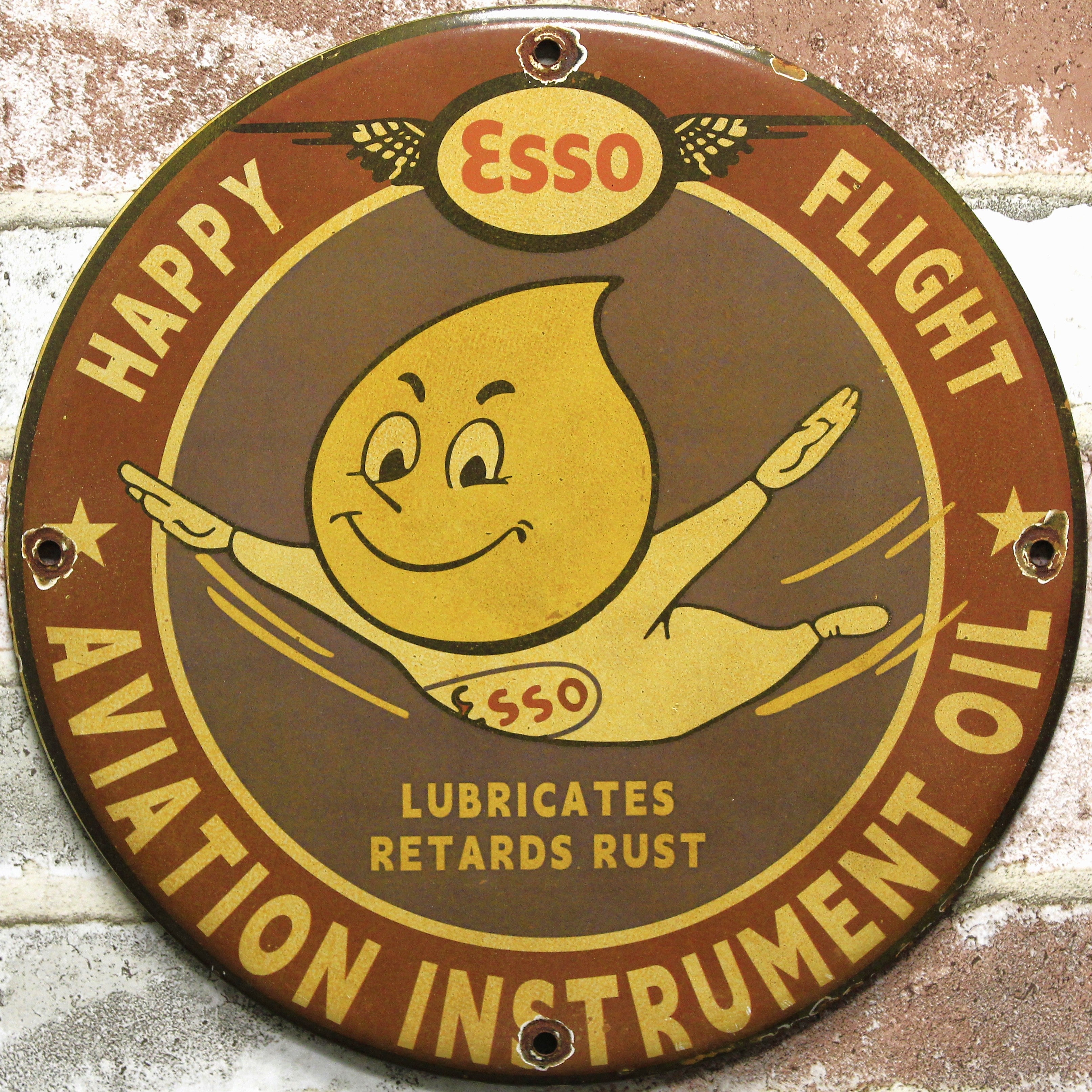 Happy Flight Esso Aviation Oil | Vintage-Style Porcelain Enamel Sign ...