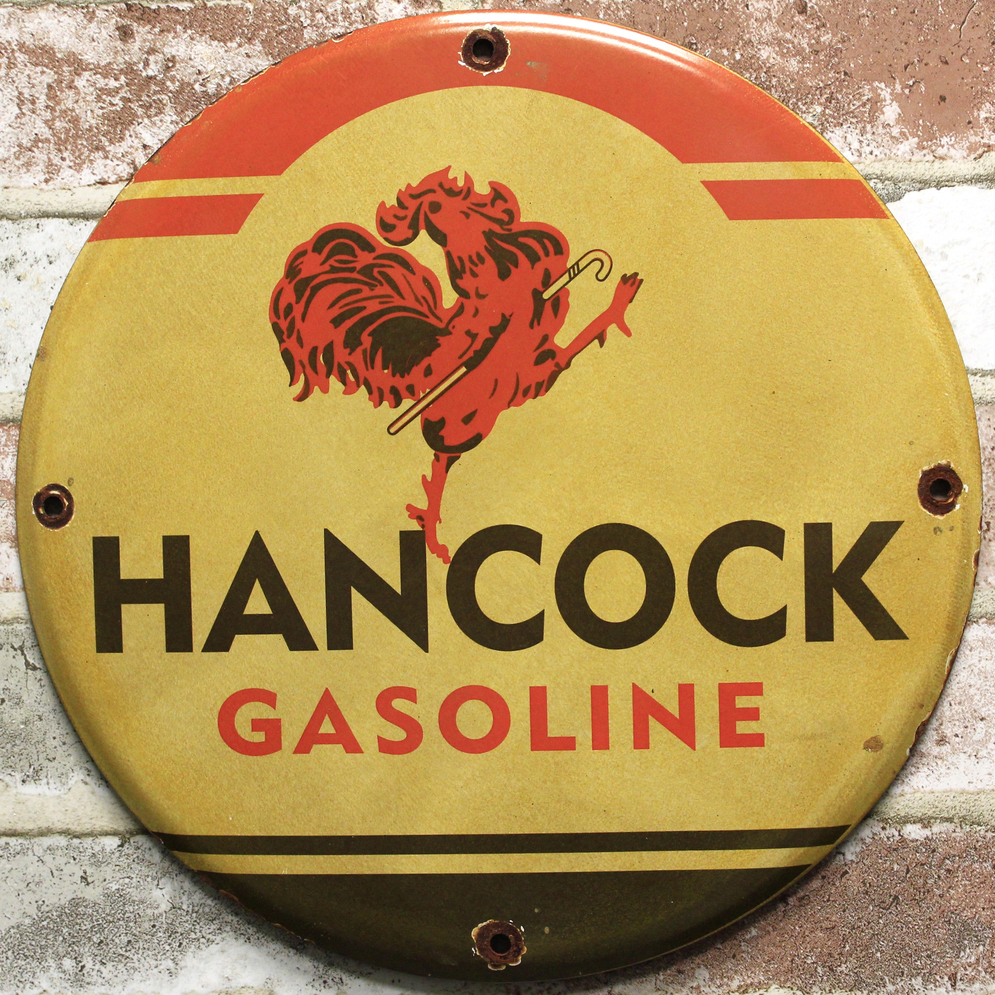 Hancock Gasoline Vintage Porcelain Enamel Sign (12in) – PORCELAIN ...