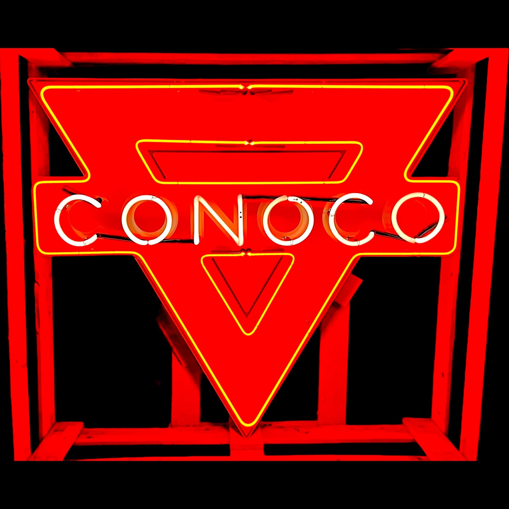 Conoco Neon Sign – Die-Cut Porcelain Triangle Gas & Oil Tribute ...