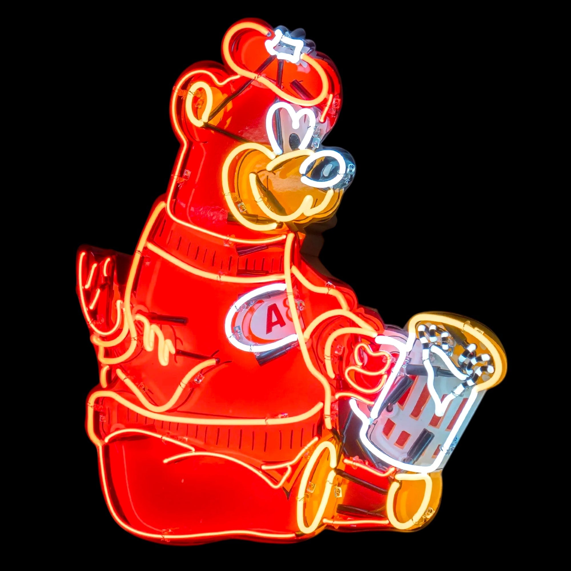 A&W Rooty the Great Root Beer Bear - Large Die Cut Neon Porcelain Sign ...