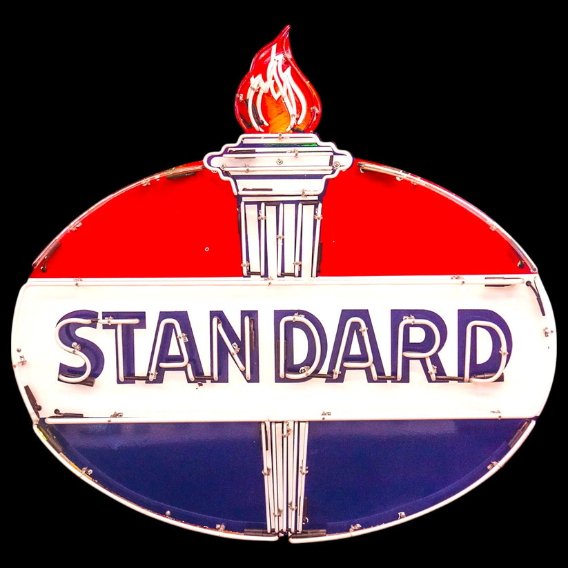 Standard Oil Neon Sign - Die Cut Torch Flame - Glass Neon Porcelain wi ...