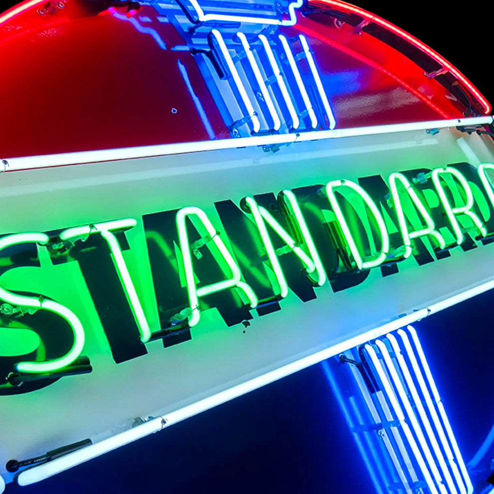 Standard Oil Neon Sign - Die Cut Torch Flame - Glass Neon Porcelain wi ...