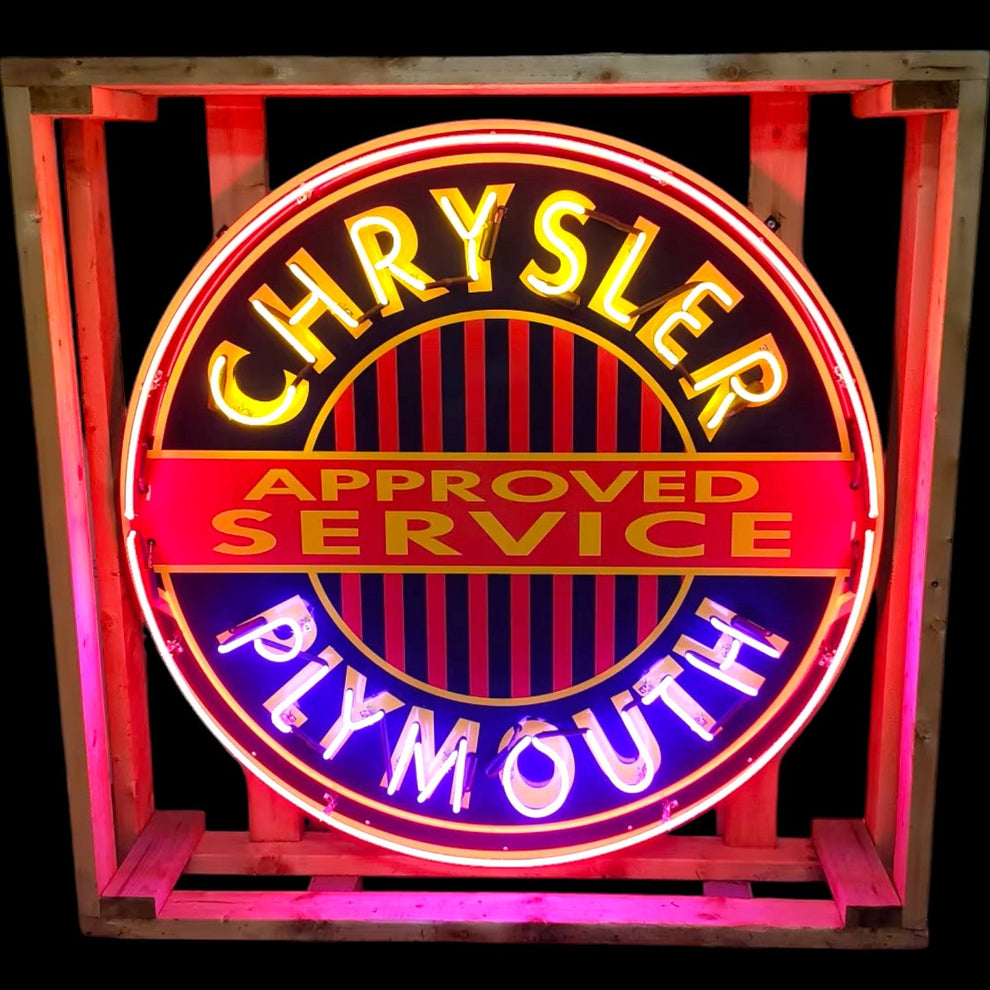 Chrysler Plymouth Service - Real Neon Porcelain Sign - Vintage Dealer ...