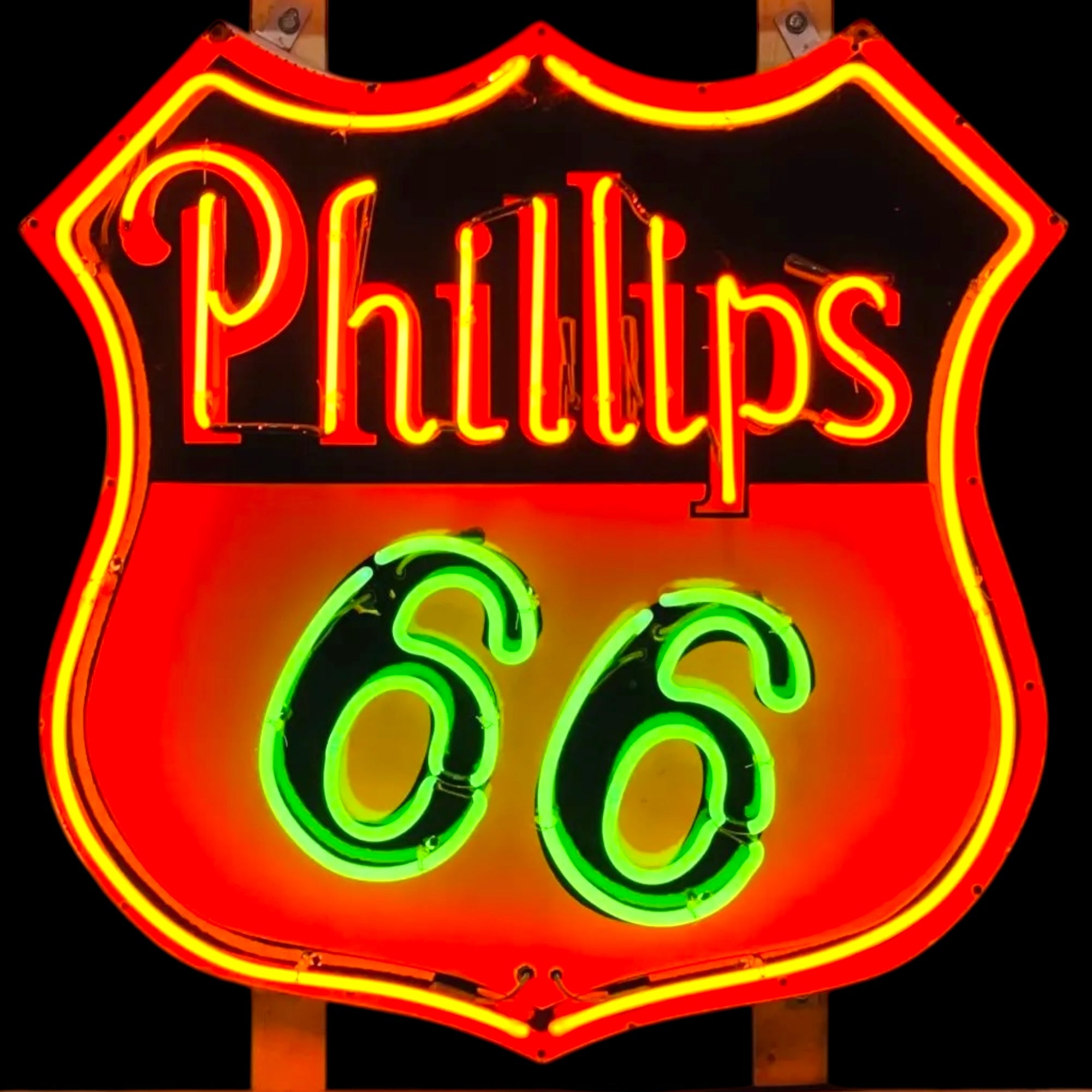 Phillips 66 Neon Porcelain Sign | Die Cut Shield Vintage Reproduction ...