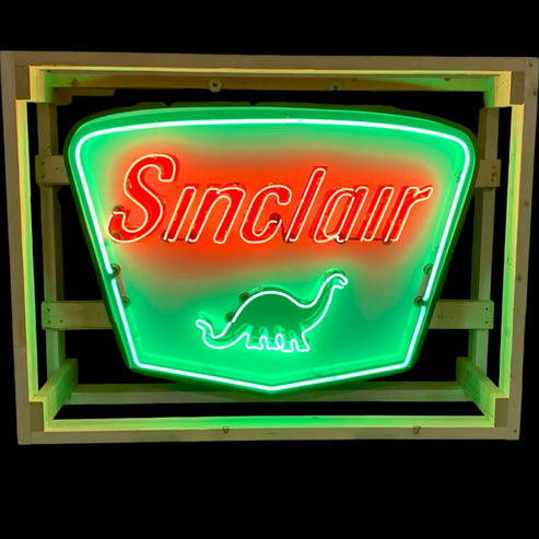 Sinclair Dino Shield Neon Sign - Vintage Gas Station Advertising - Gla ...